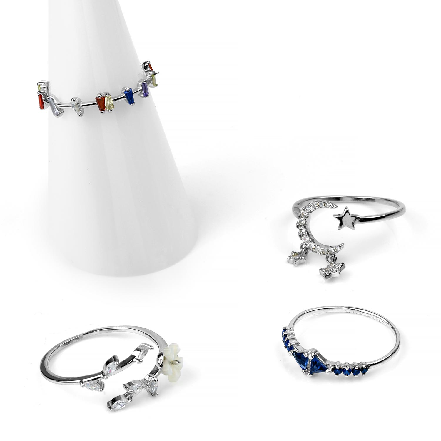 Sterling Silver Assorted Gemmed Rings