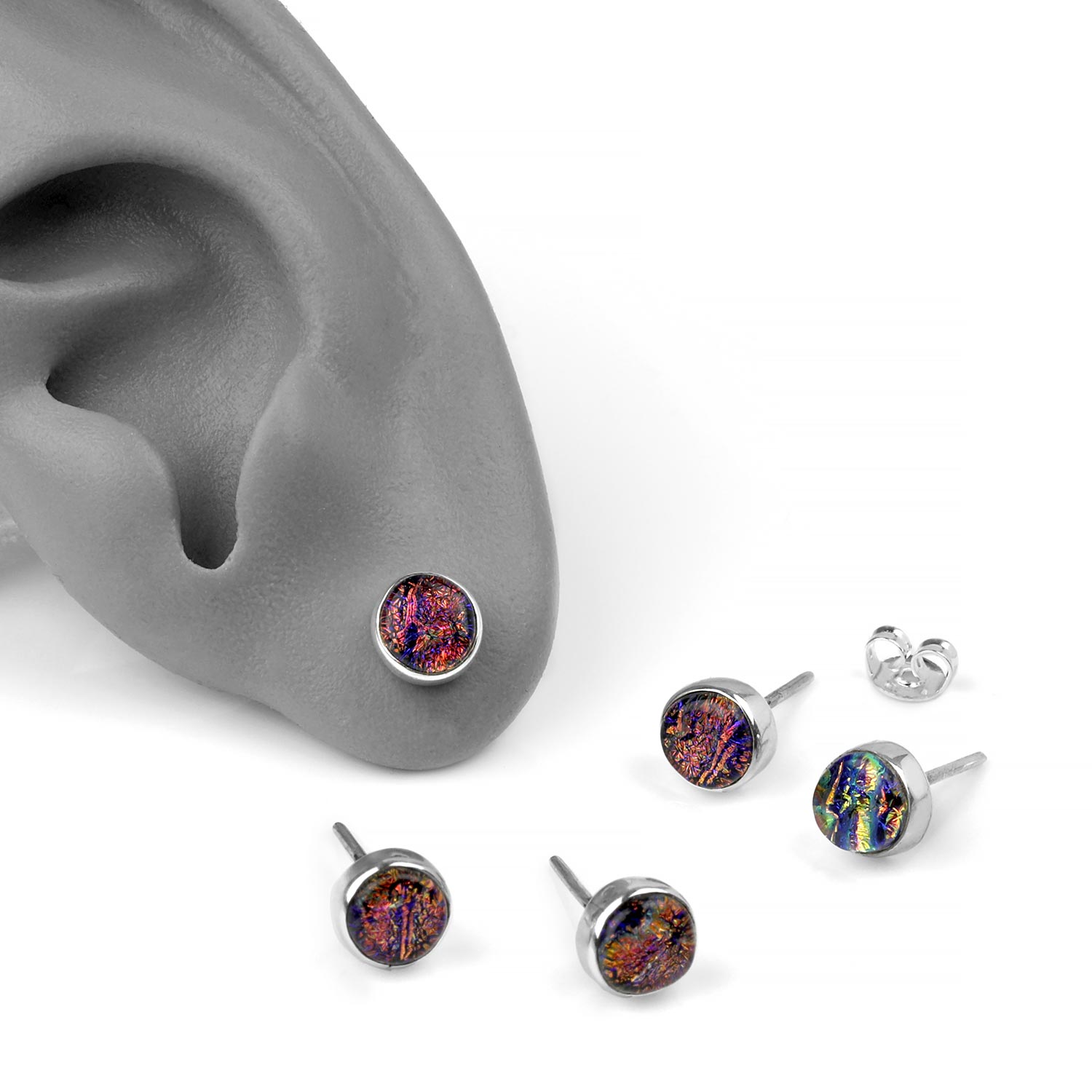 Sterling Silver Dichroic Glass Earrings