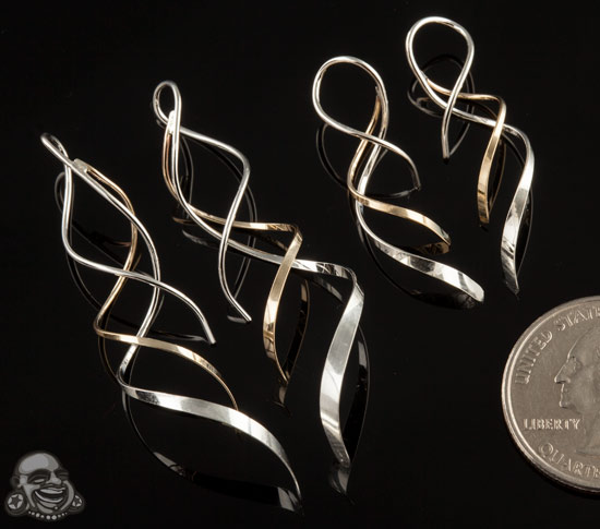 Sterling Silver And Gold Filled Corkscrew Earrings