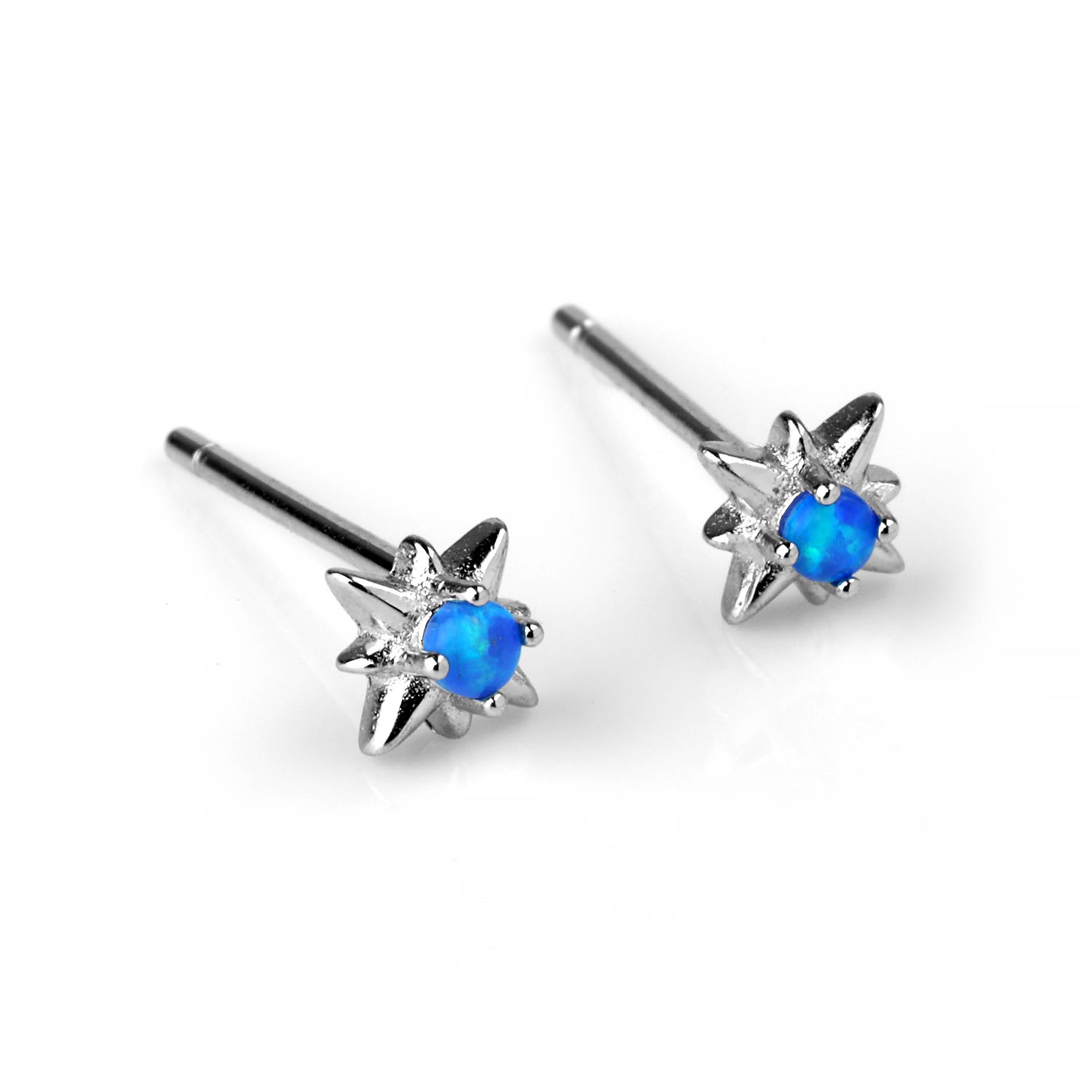 Silver Opal North Star Stud Earrings