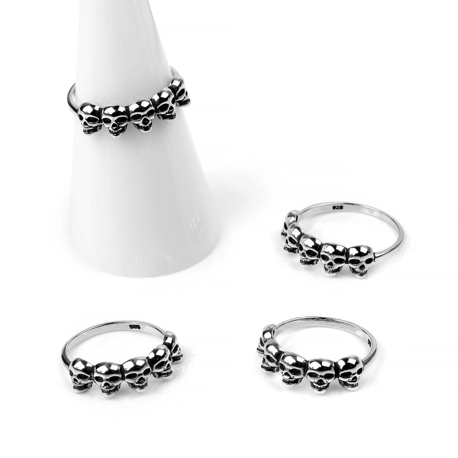 Sterling Silver Catacomb Skull Finger Ring