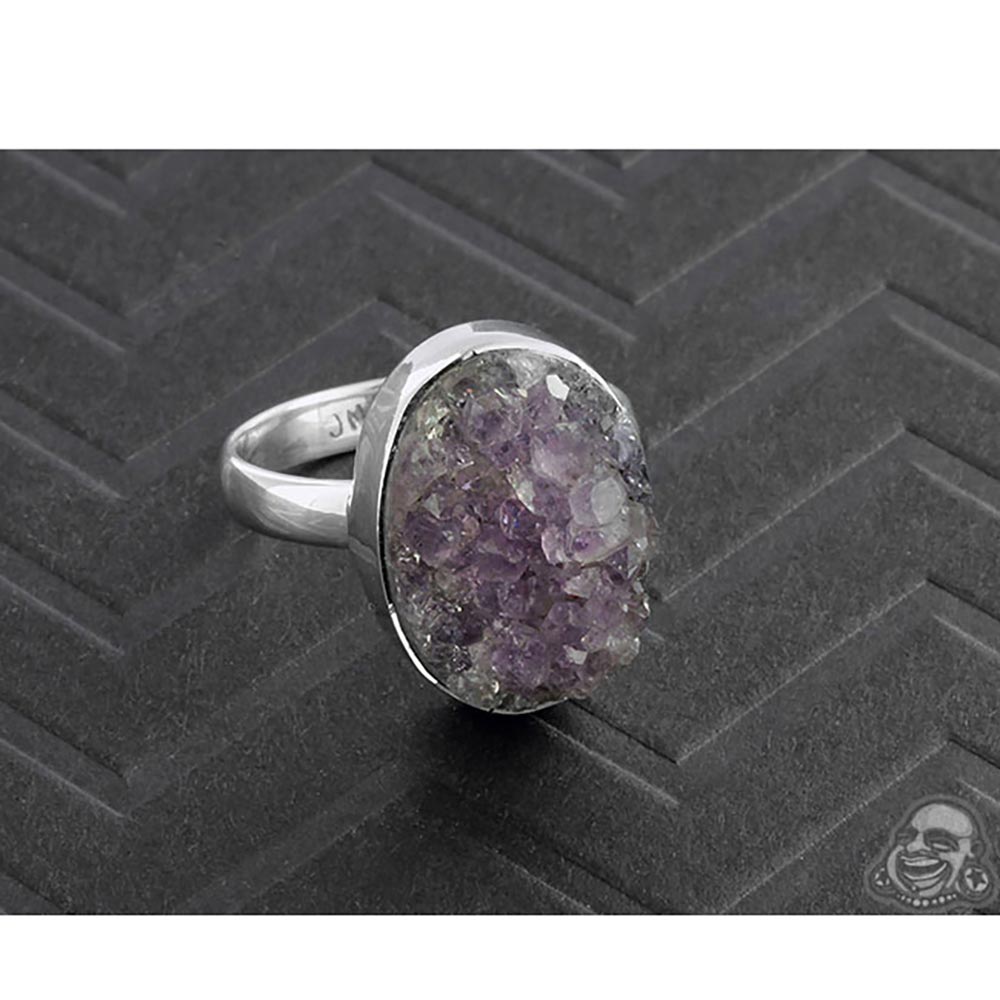Silver and Amethyst Druzy Ring