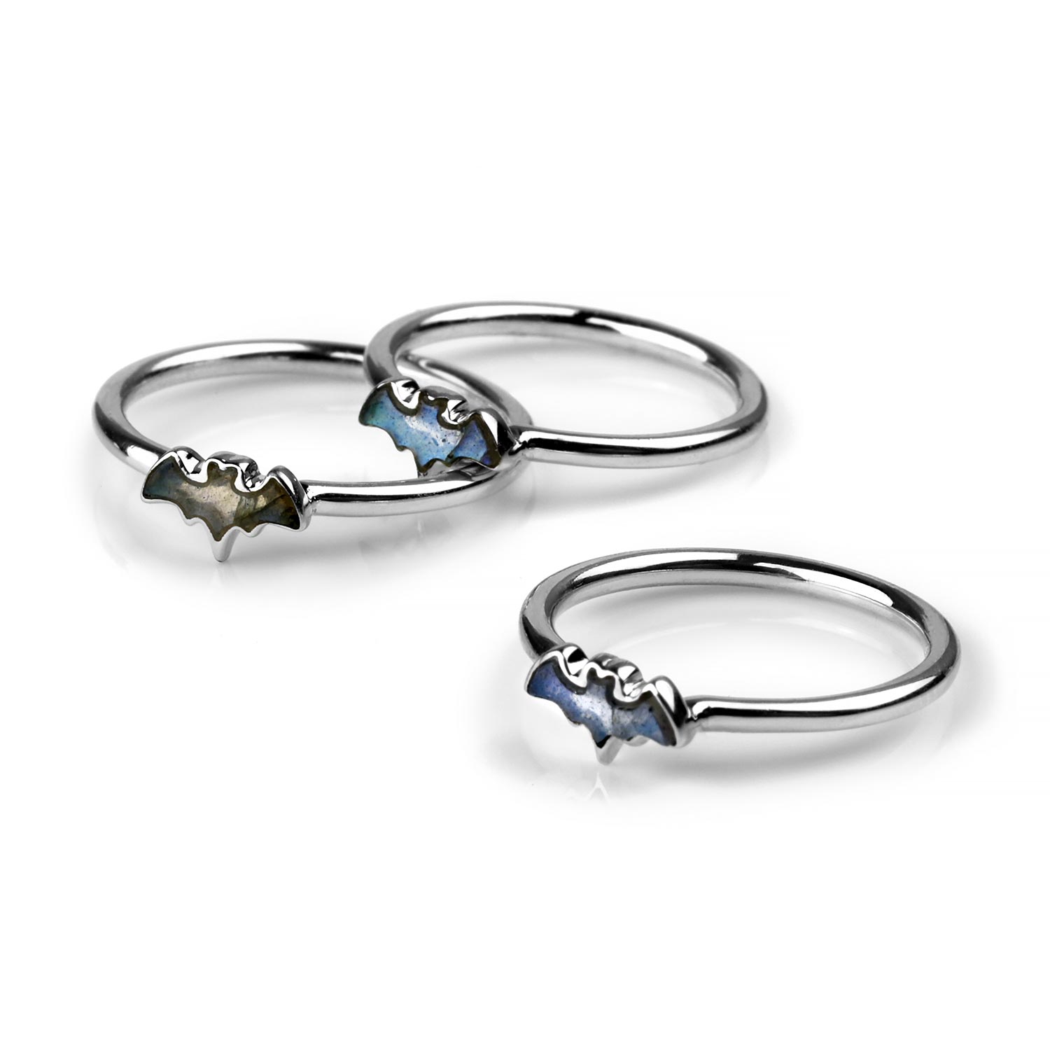 Silver And Stone Bat Sterling Silver Ring