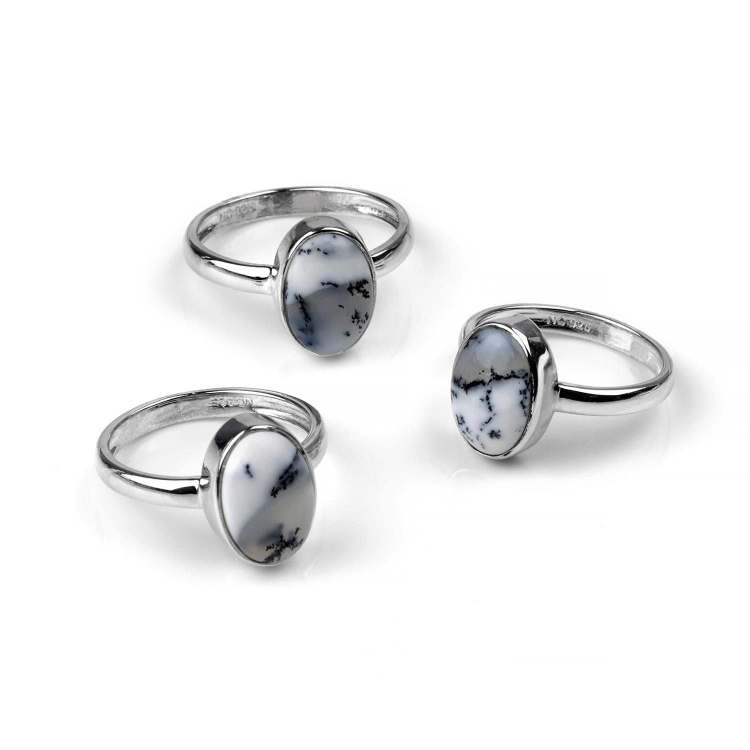 Silver Dendritic Opal Stone Rings Sterling Silver
