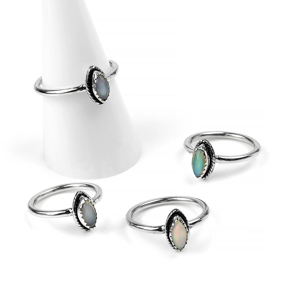 Silver And Genuine Ethiopian Opal Ring
