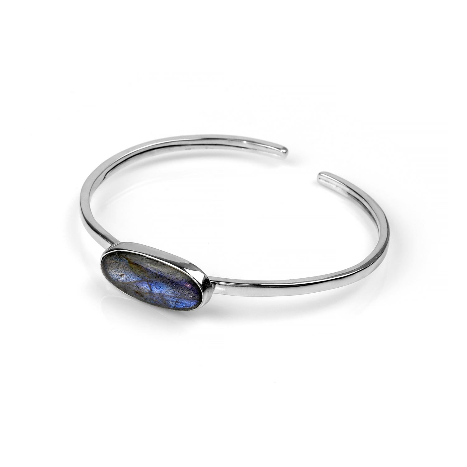 Silver Labradorite Cuff: Sterling Stone Bracelet