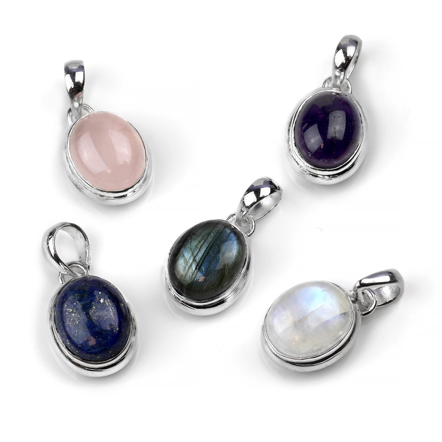 Sterling Silver And Stone Elliptic Pendant