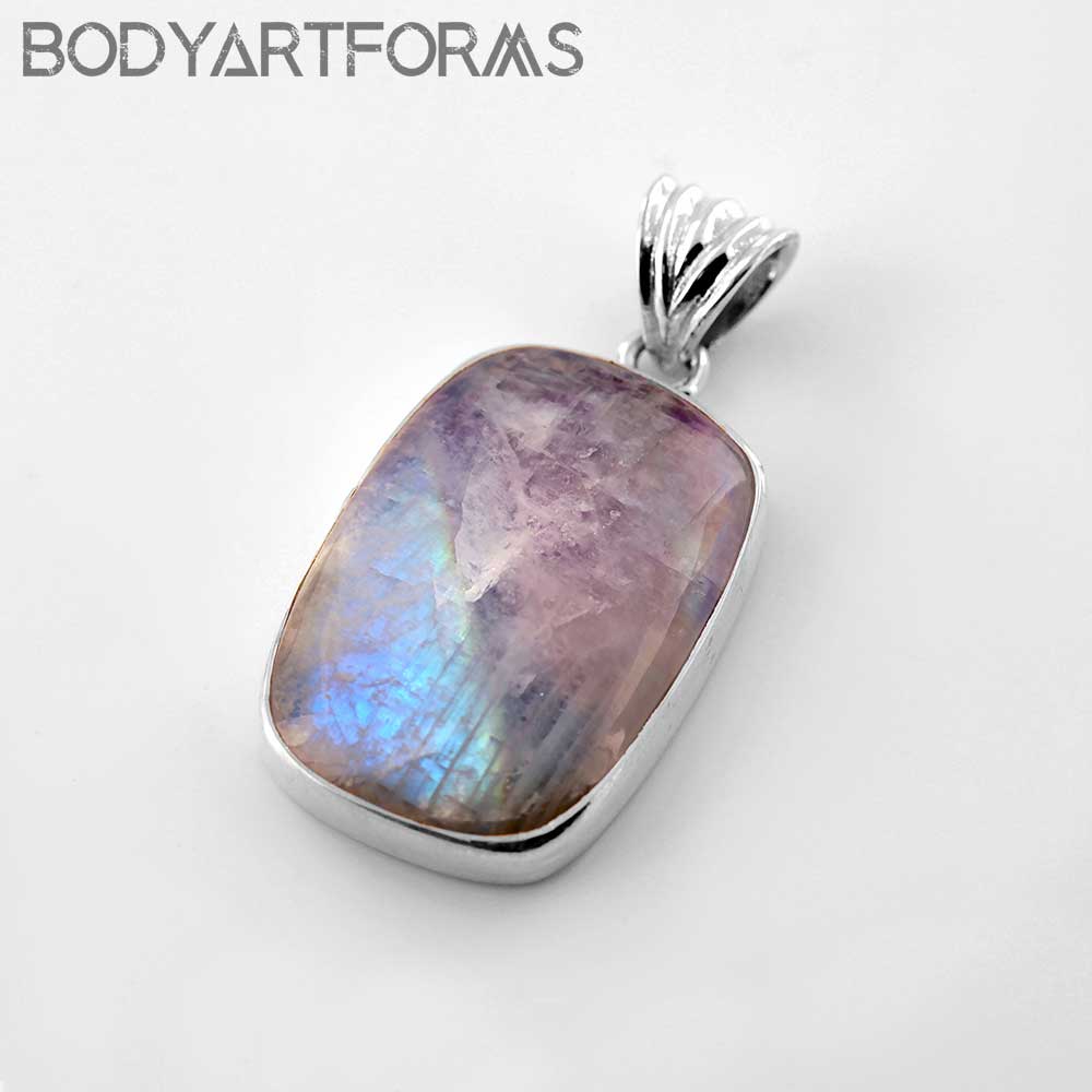 Purple Rainbow Moonstone Pendant
