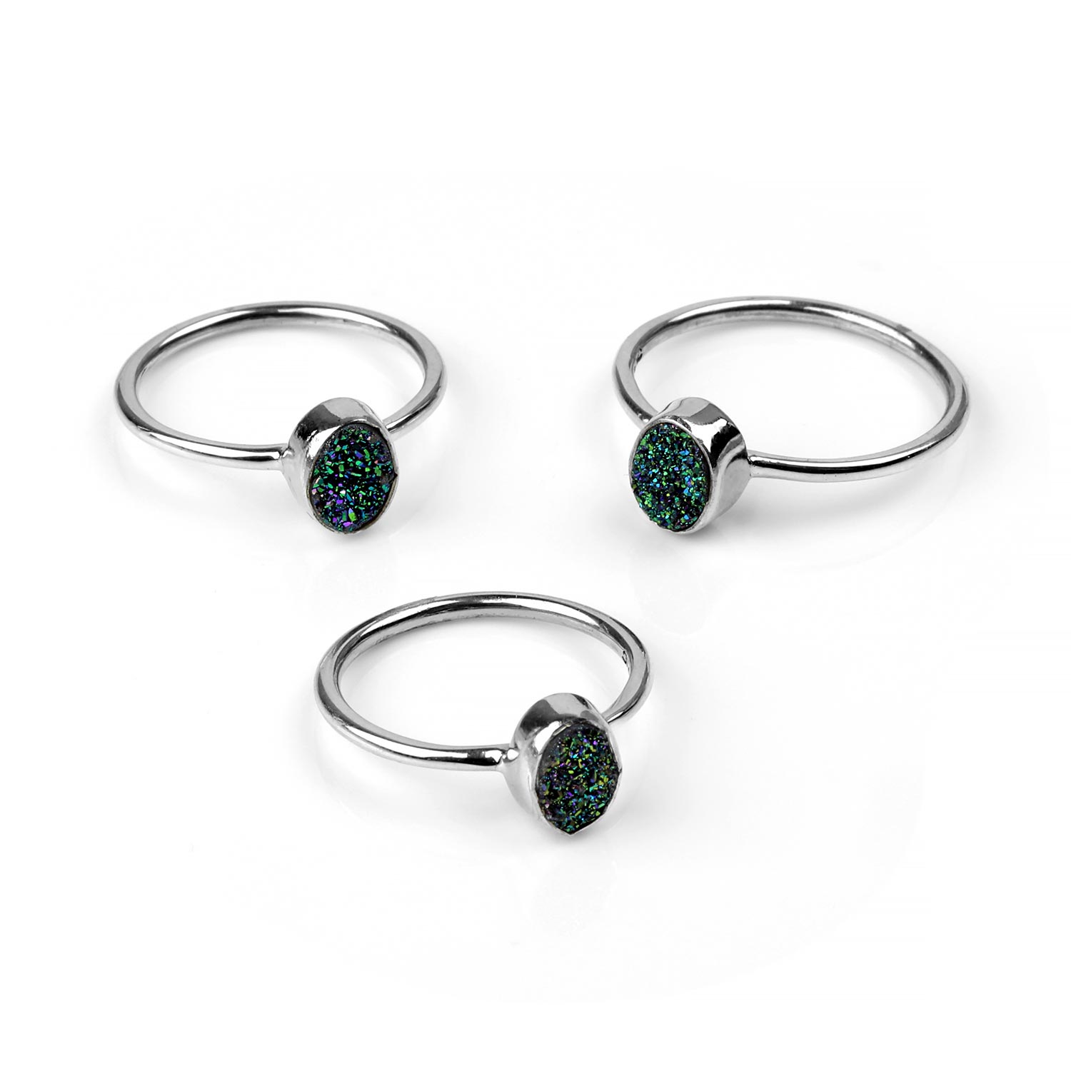 Silver & Titanium Druzy Rings For Every Finger