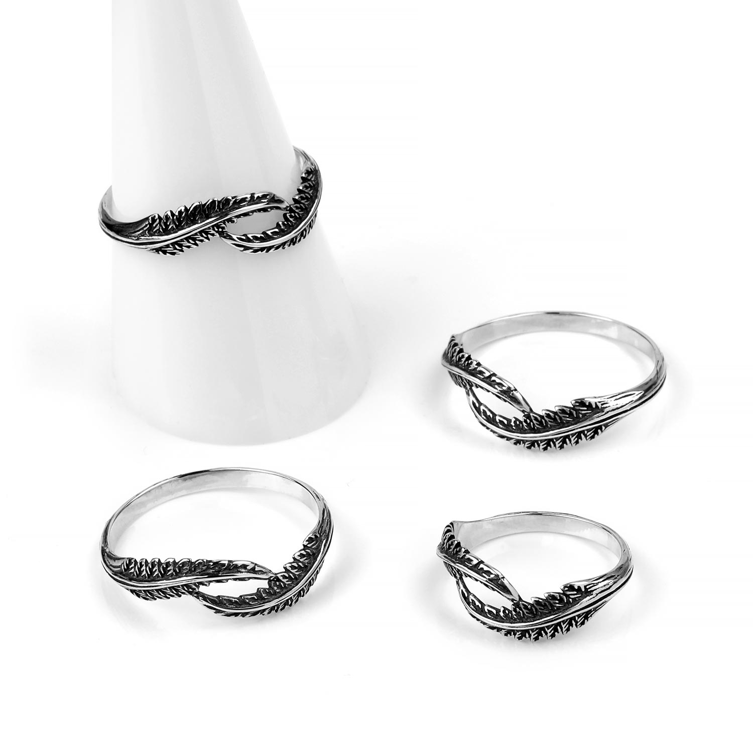 Sterling Silver Twin Ferns Finger Ring