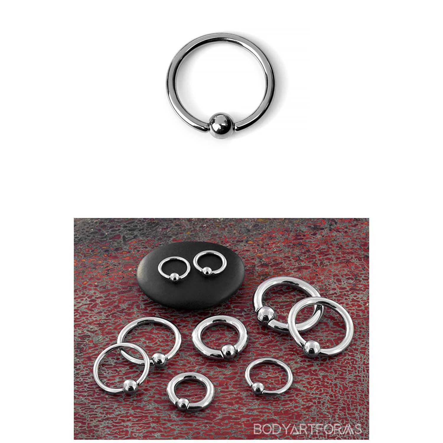 Custom Order Steel Captive Bead Ring With Steel Bead