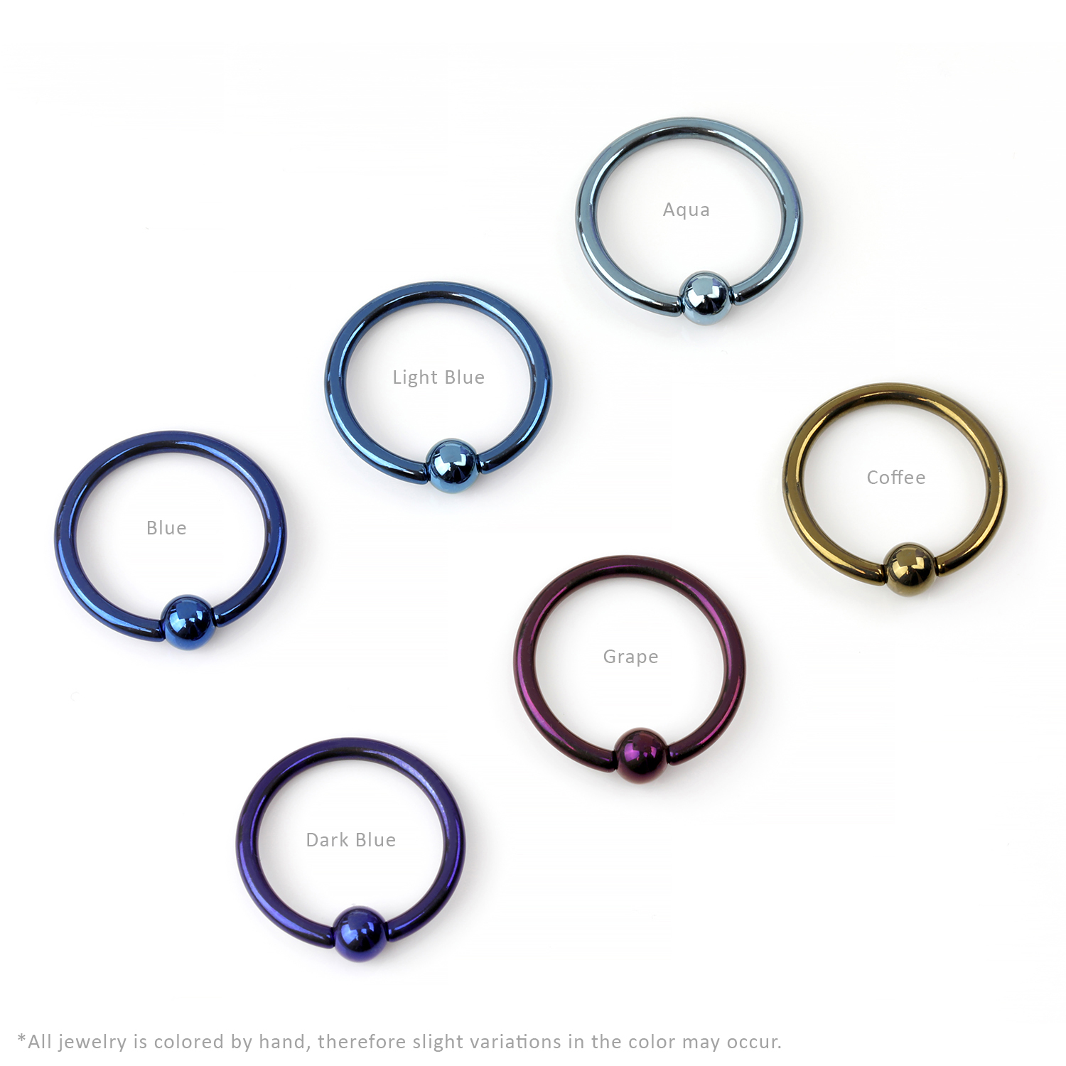 Custom Order Titanium Captive Ring With Rubber Bead