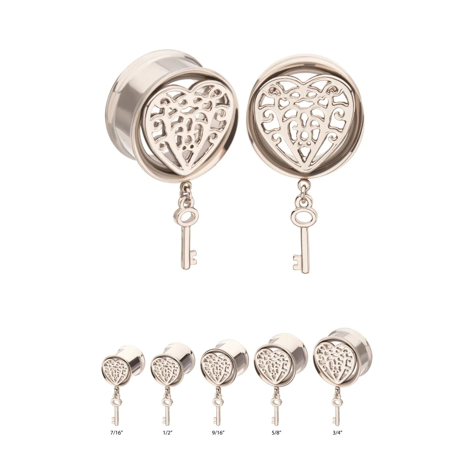 Steel Antique Heart Locket Eyelet With Dangle Key