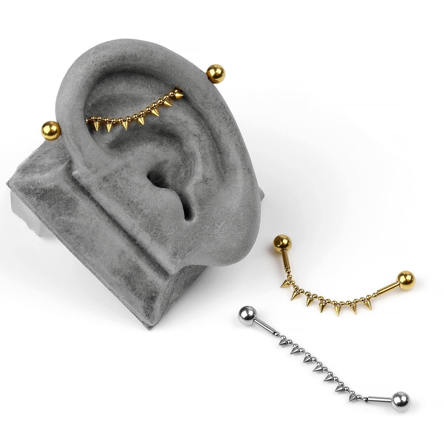 Industrial Steel Beaded Spike Floating Barbell