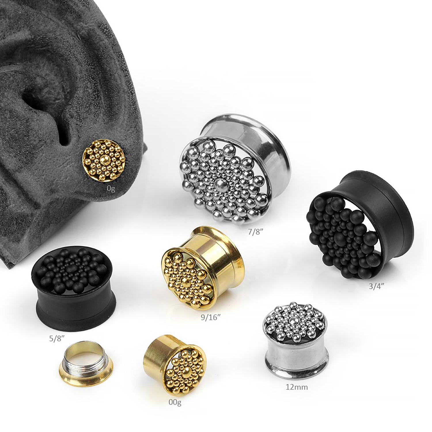 Steel Beaded Sun Eyelets For Stretched Lobes