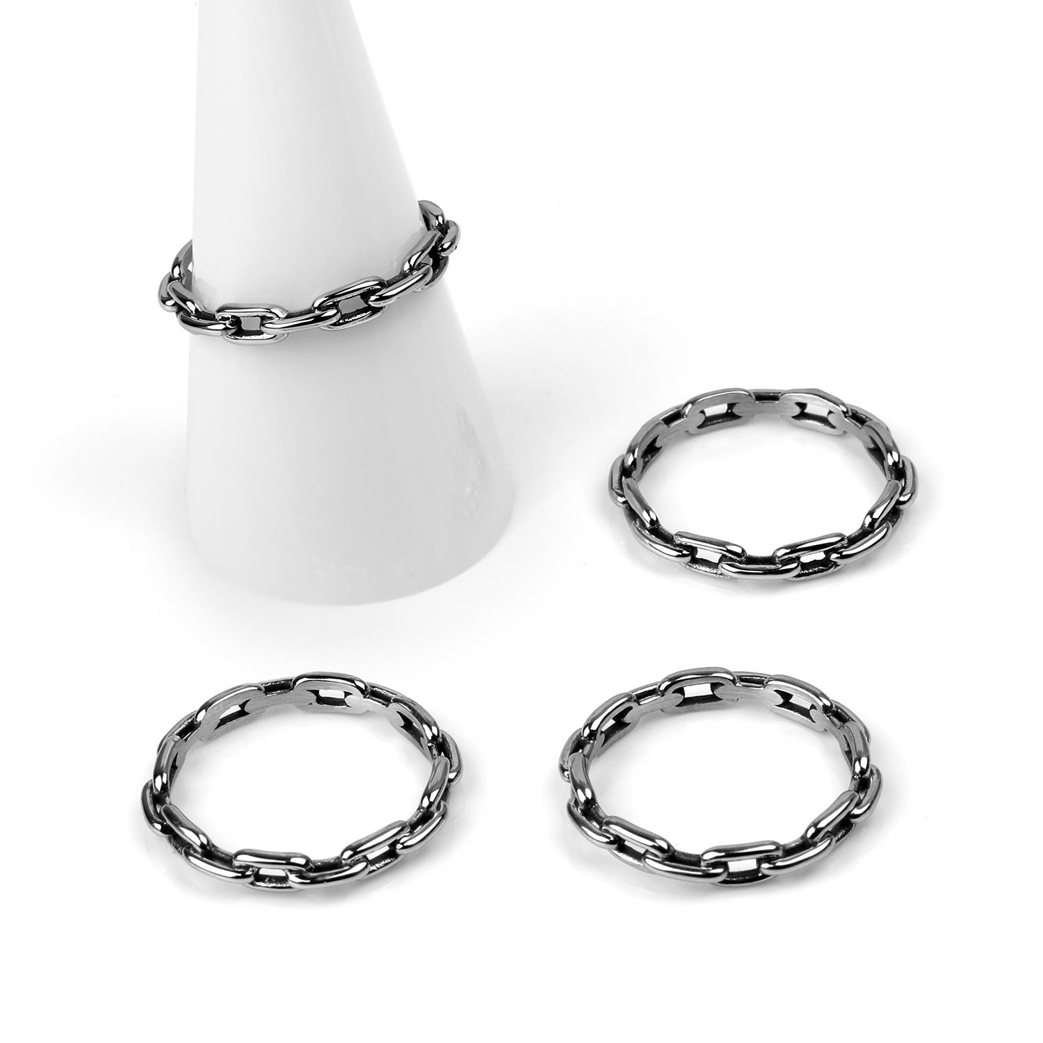 Stainless Steel Chain Link Finger Ring