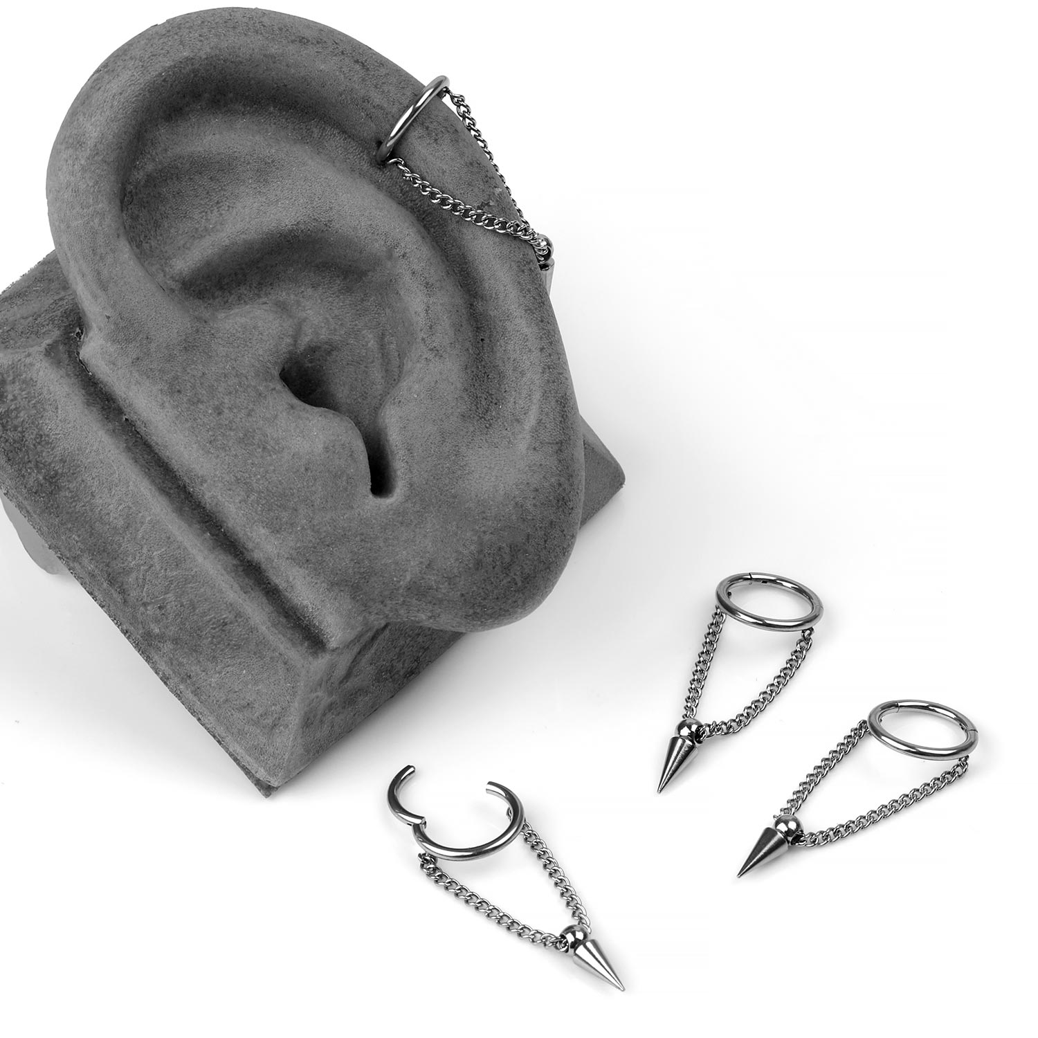 Steel Clicker With Dangle Cone For Helix Piercing