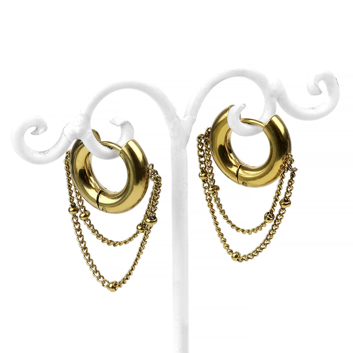 Stainless Steel Double Chain Huggie Earrings