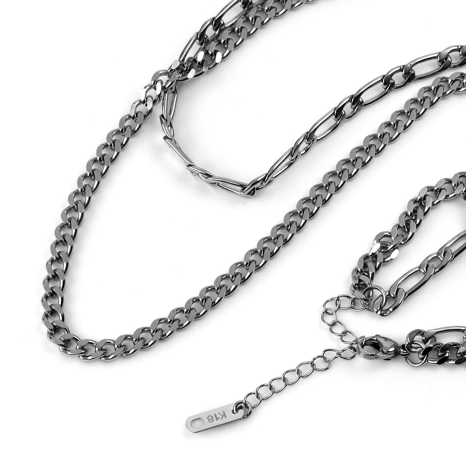 Steel Dual Flat Layer Chain Necklace In Stainless Steel