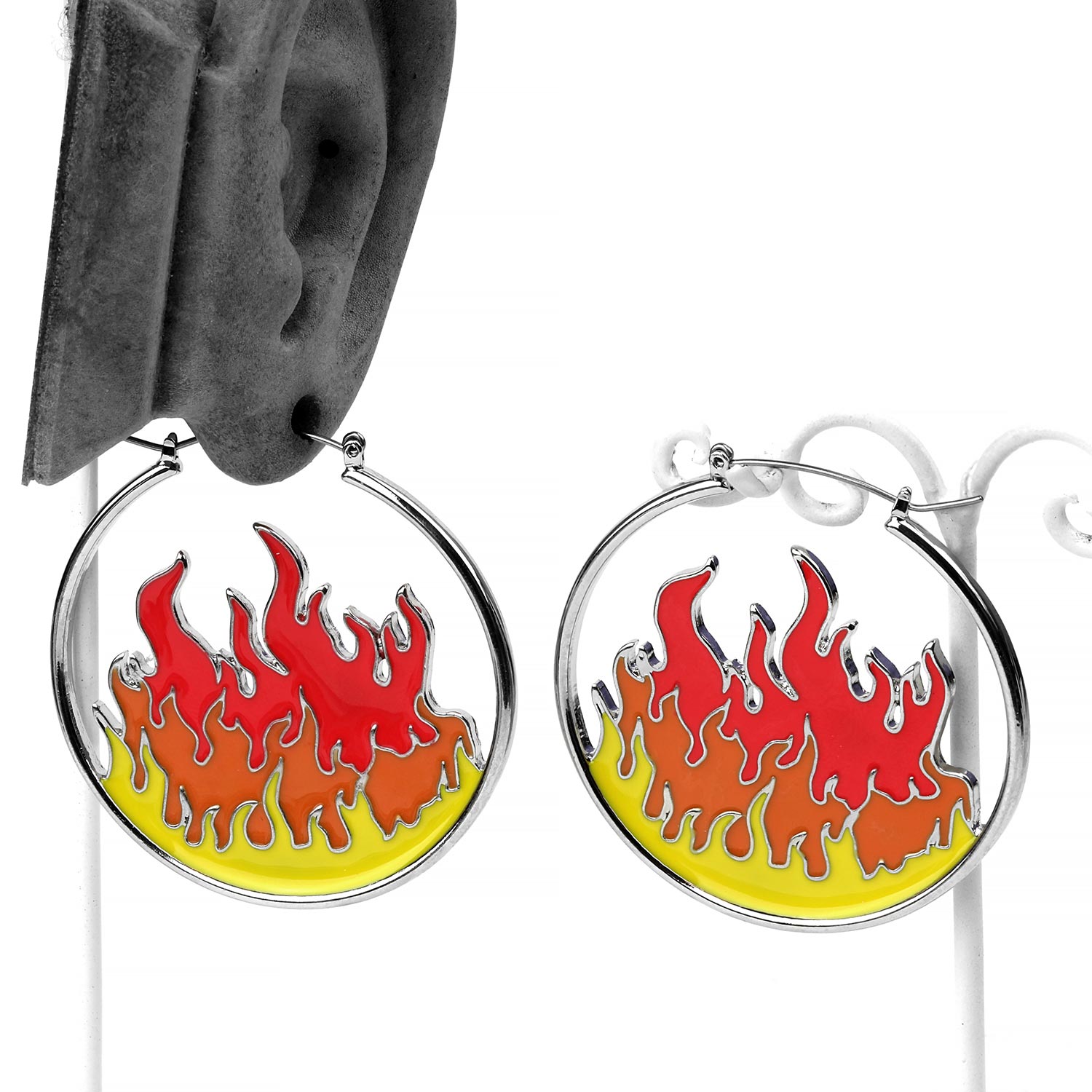 Enamel Flame Stainless Steel Hoops