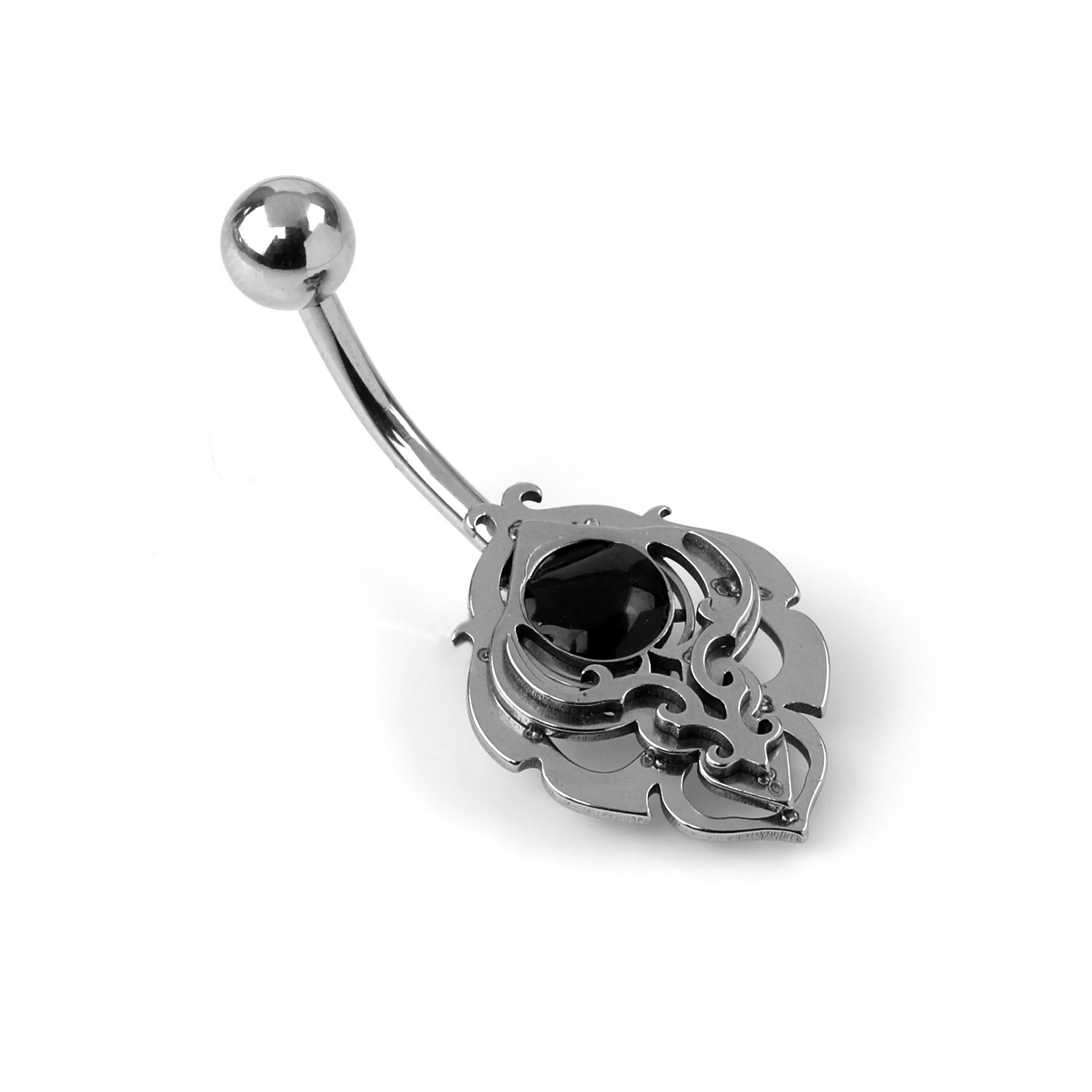 Ornate Shield Navel With Enamel