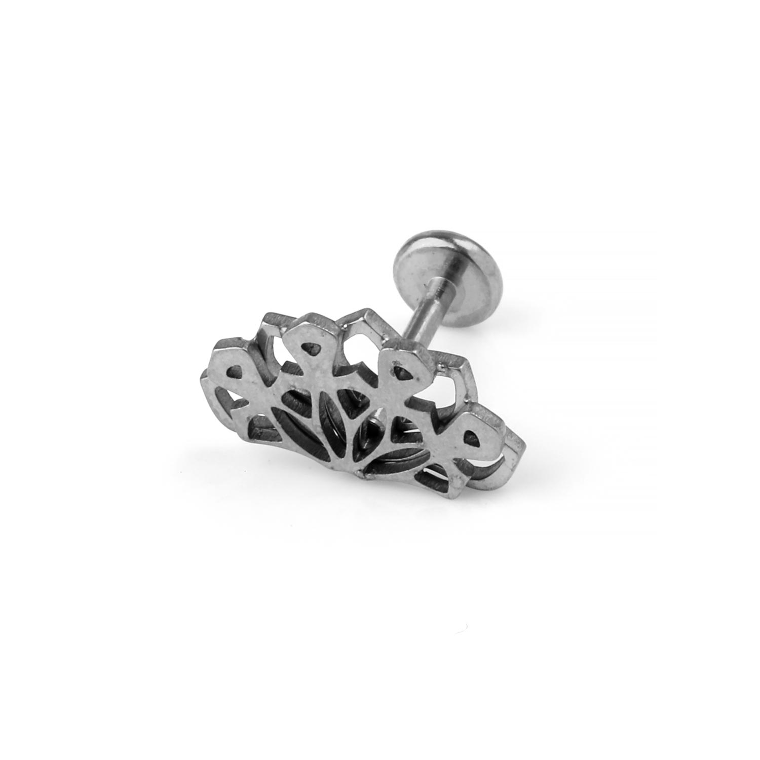 Steel Floral Fan Labret For Helix And Lobe Piercings