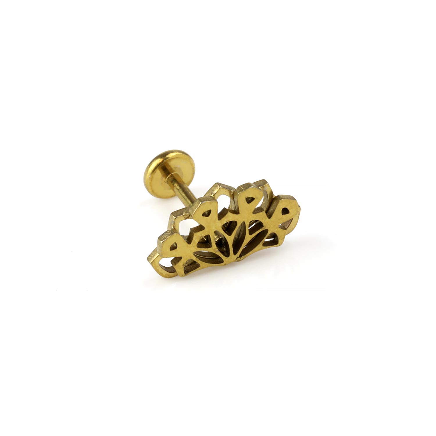 Steel Floral Fan Labret For Helix And Lobe Piercings