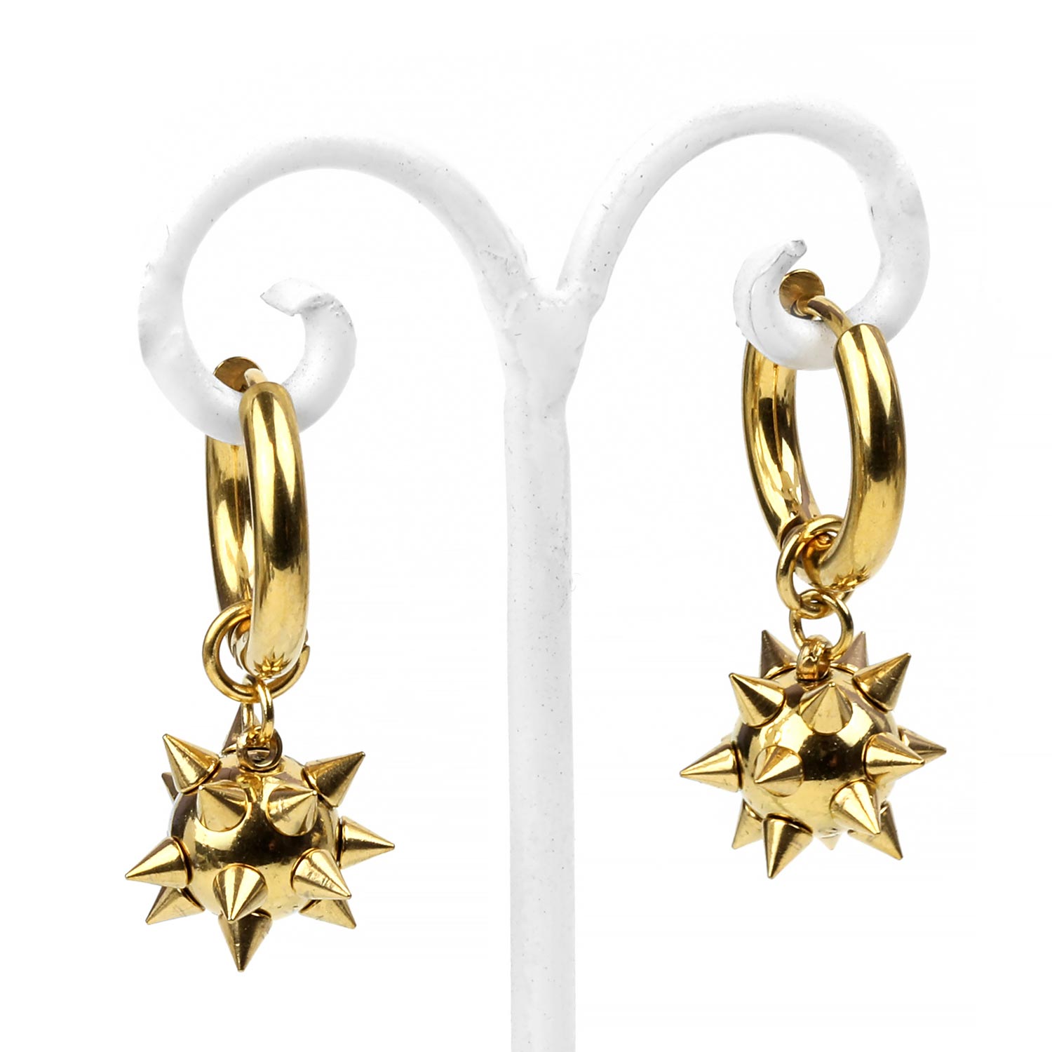 Steel Flail Dangle Huggie Earrings