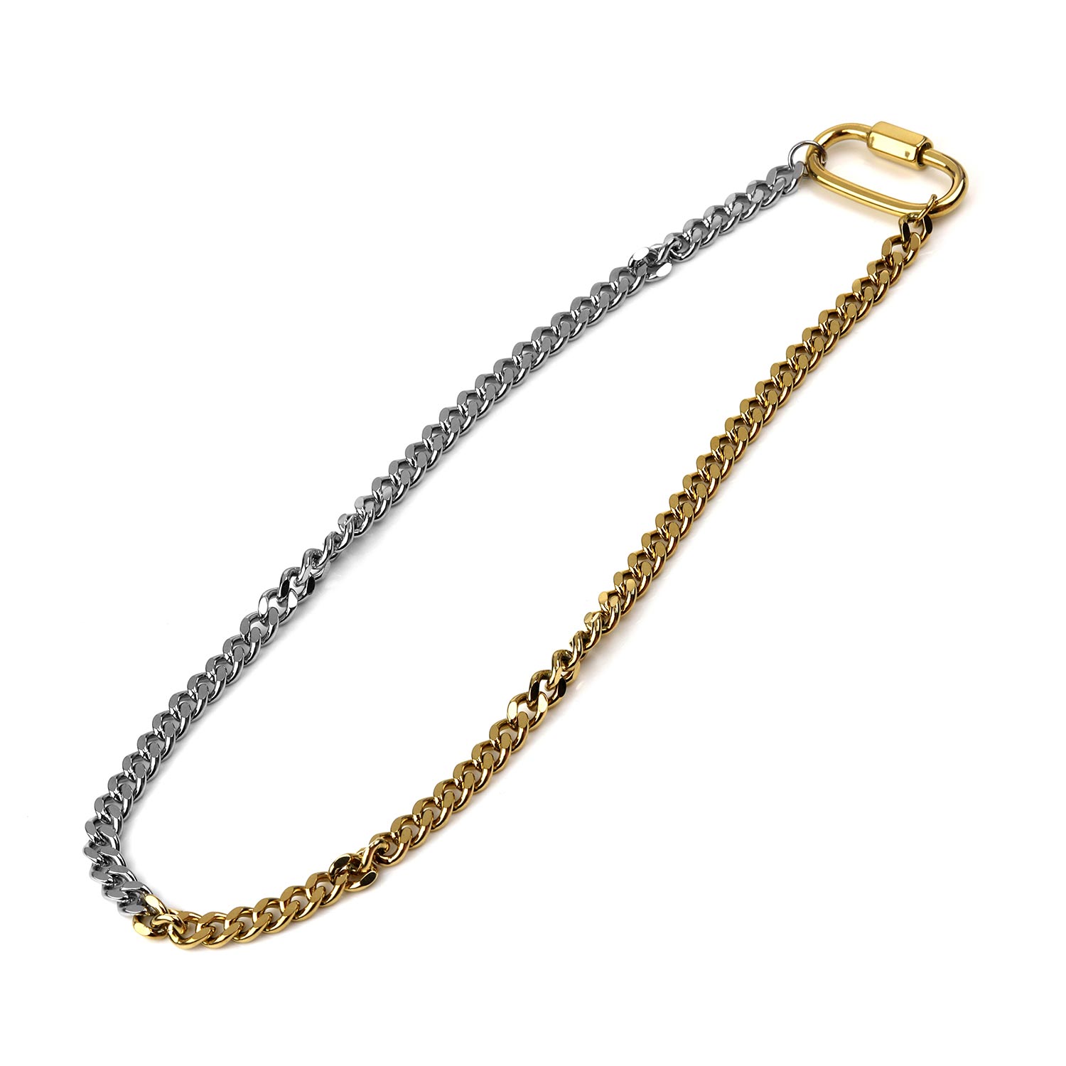 Stainless Steel Flat Curb Chain With Oval Clasp