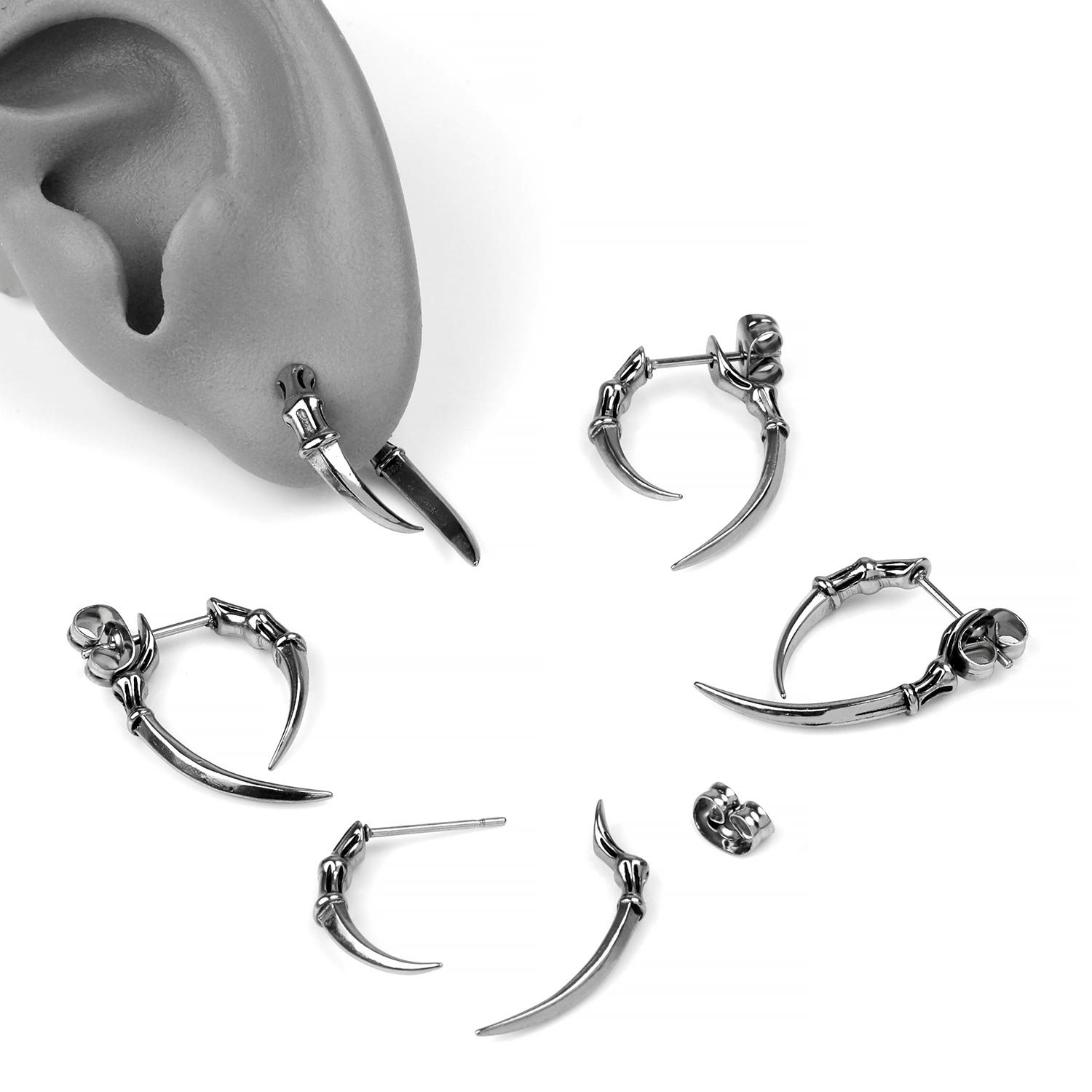 Steel Floating Talon Earrings For Basic Piercings