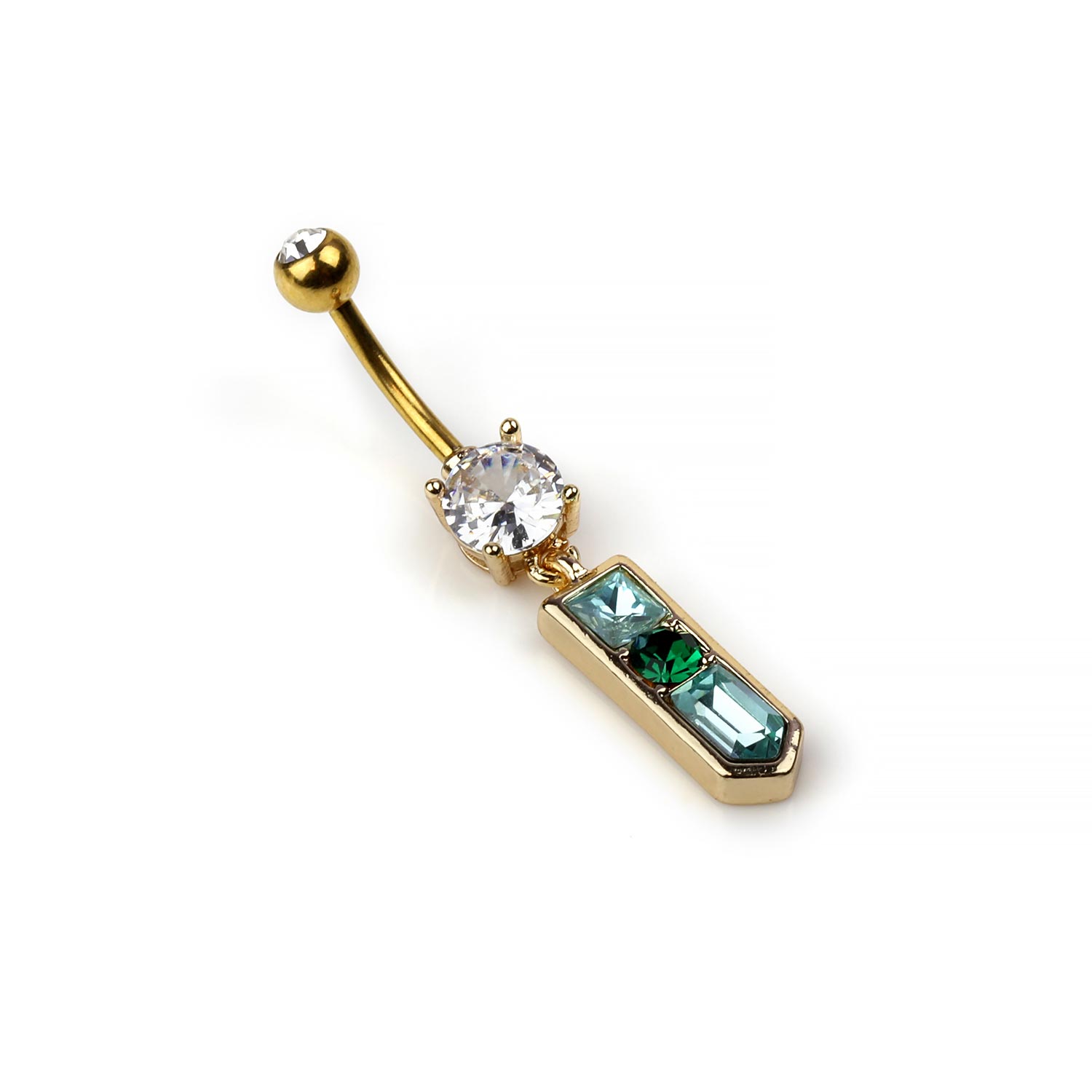 Art Deco Gemmed Dangle Navel Piercing With Synthetic Stones