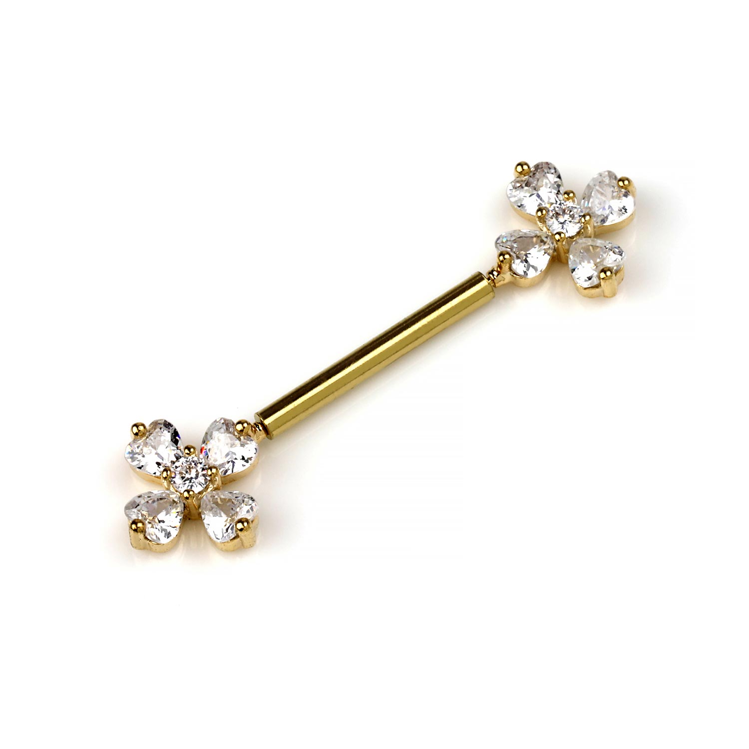 Steel Gemmed Clover Nipple Barbell