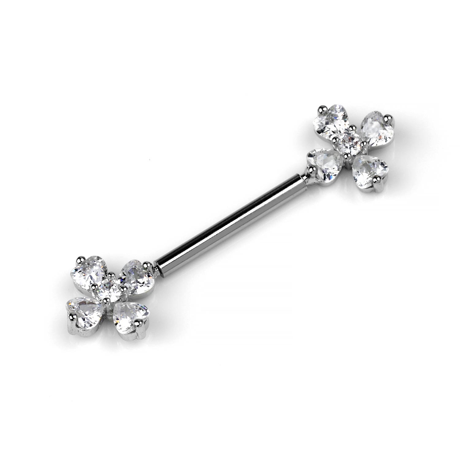 Steel Gemmed Clover Nipple Barbell