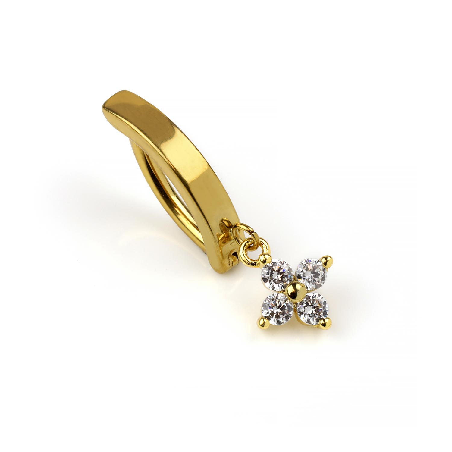 Steel Cz Flower Rail Clicker For Daith & More