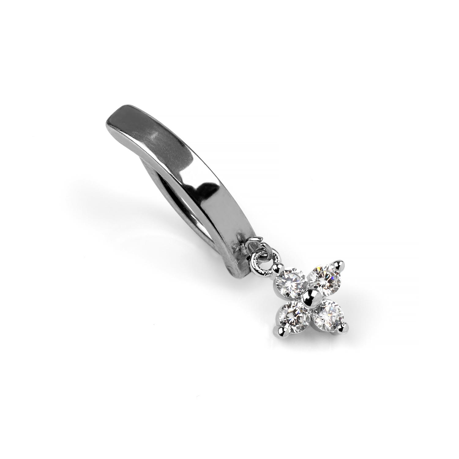 Steel Cz Flower Rail Clicker For Daith & More
