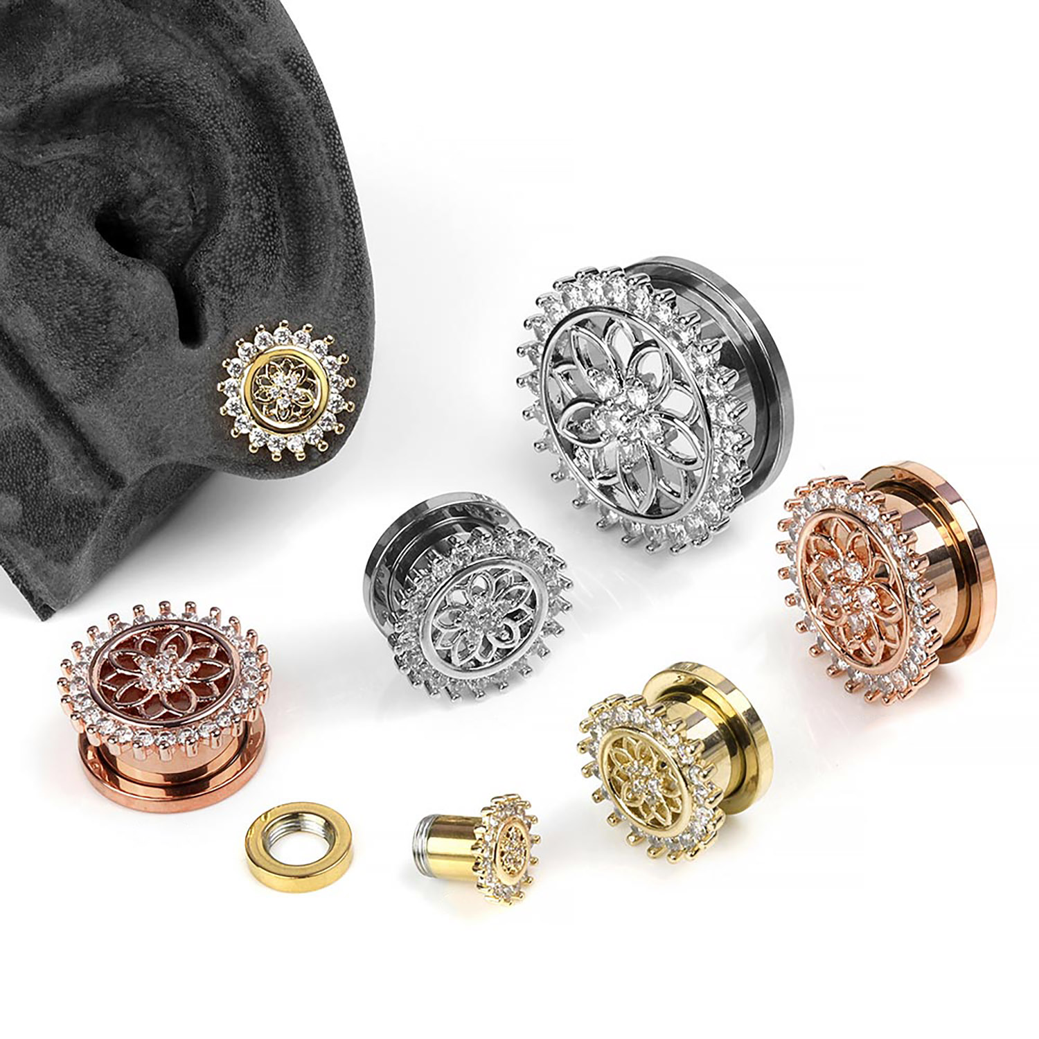 Steel Gemmed Flower Eyelets