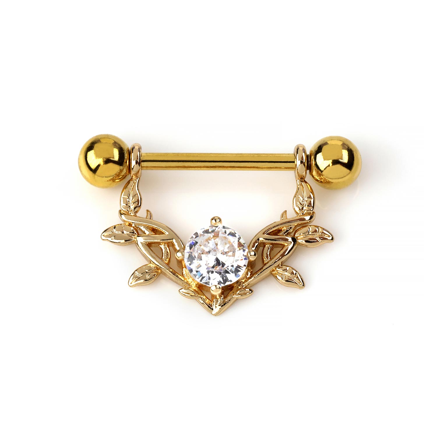 Steel Crystal Laurel Nipple Stirrup