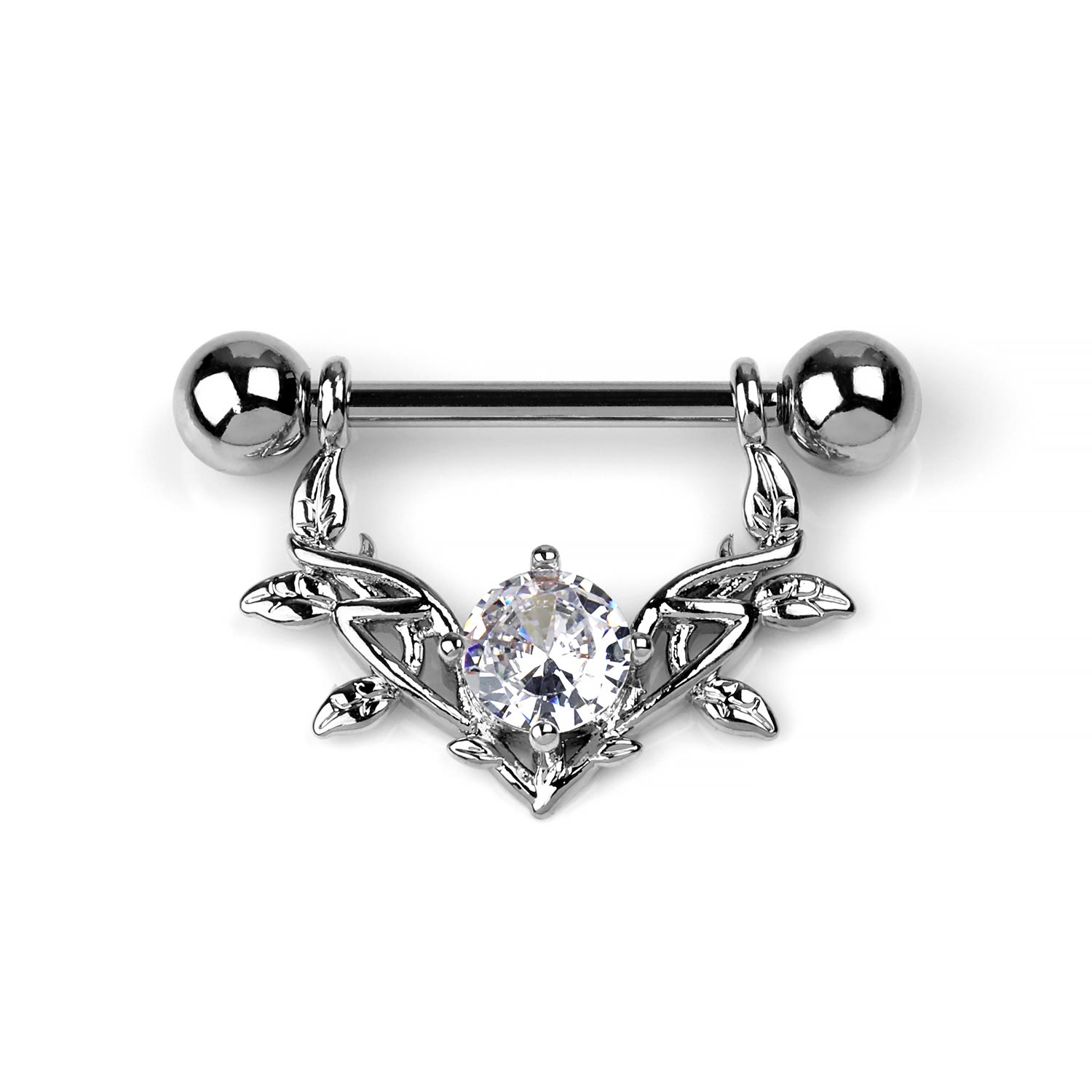 Steel Crystal Laurel Nipple Stirrup