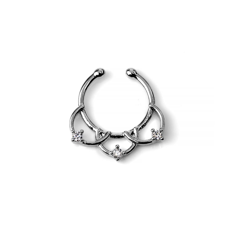 Steel Gemmed Lotus Petal Septum Cuff