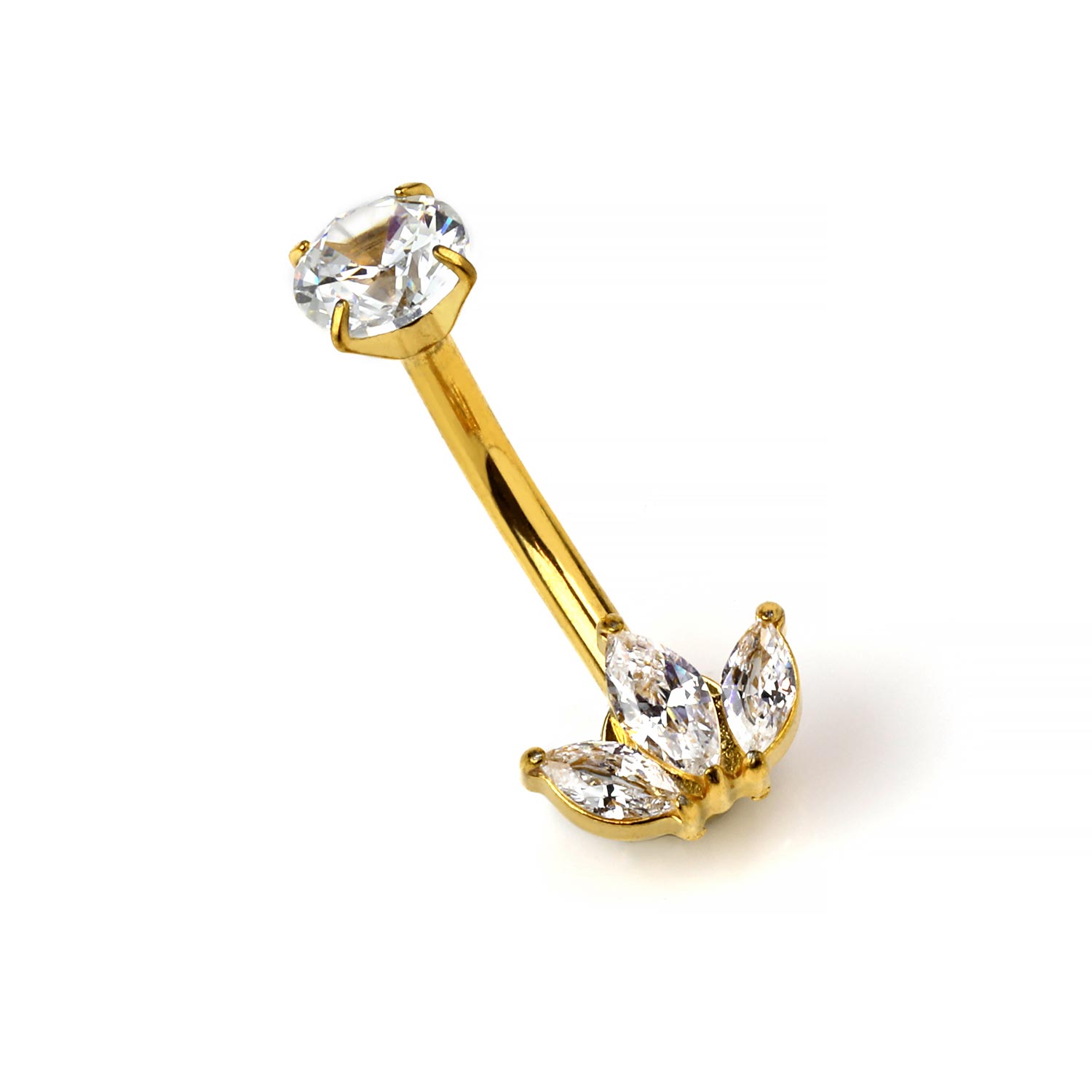 Steel Marquise Cz Bloom Navel