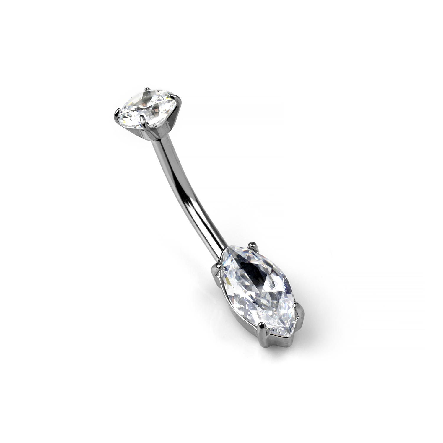Steel Prong Set Marquise Cz Navel
