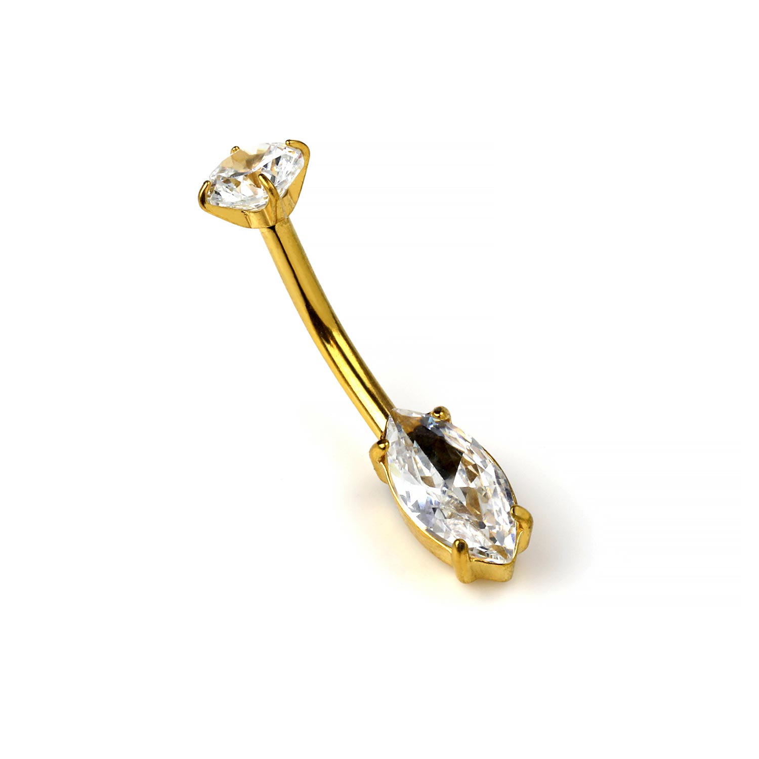 Steel Prong Set Marquise Cz Navel