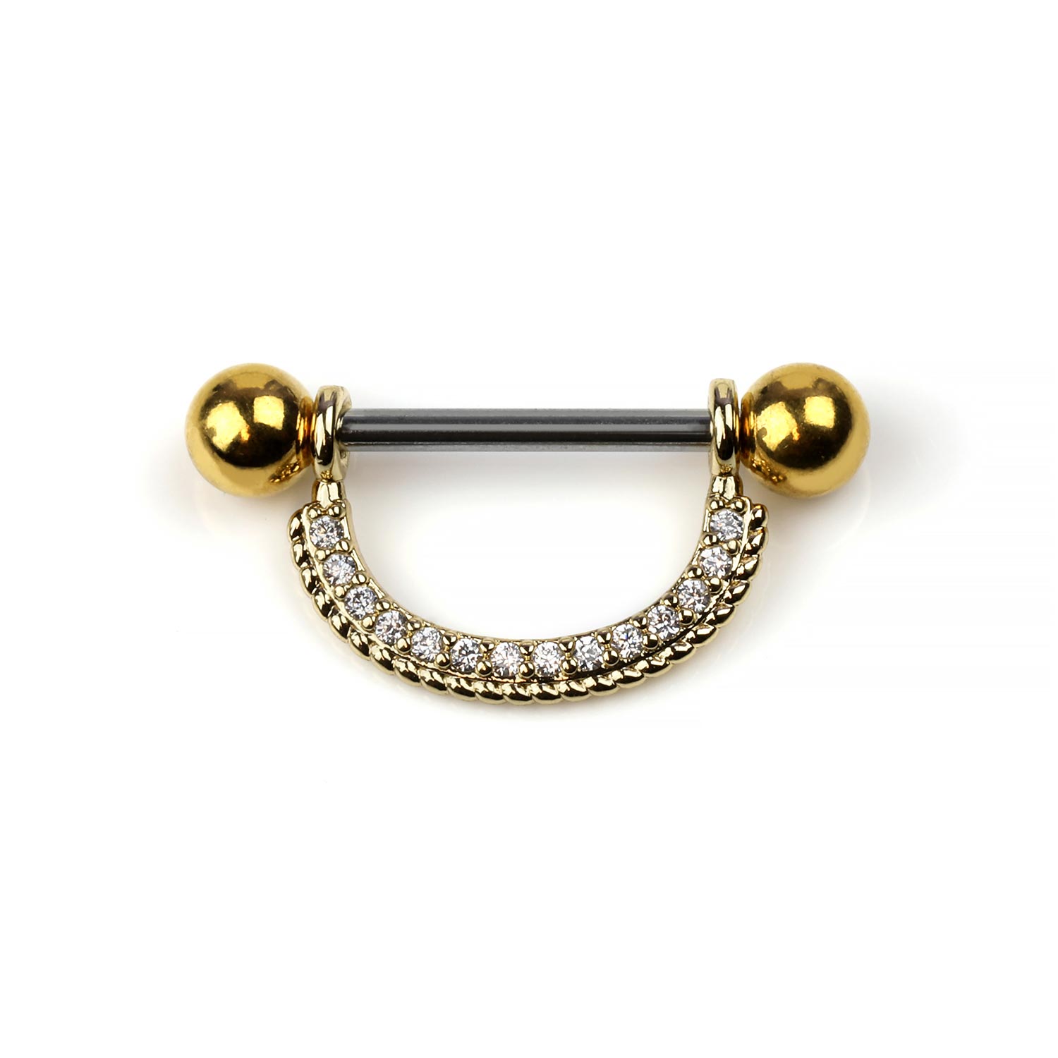 Ornate Steel Nipple Stirrup With Synthetic Gems