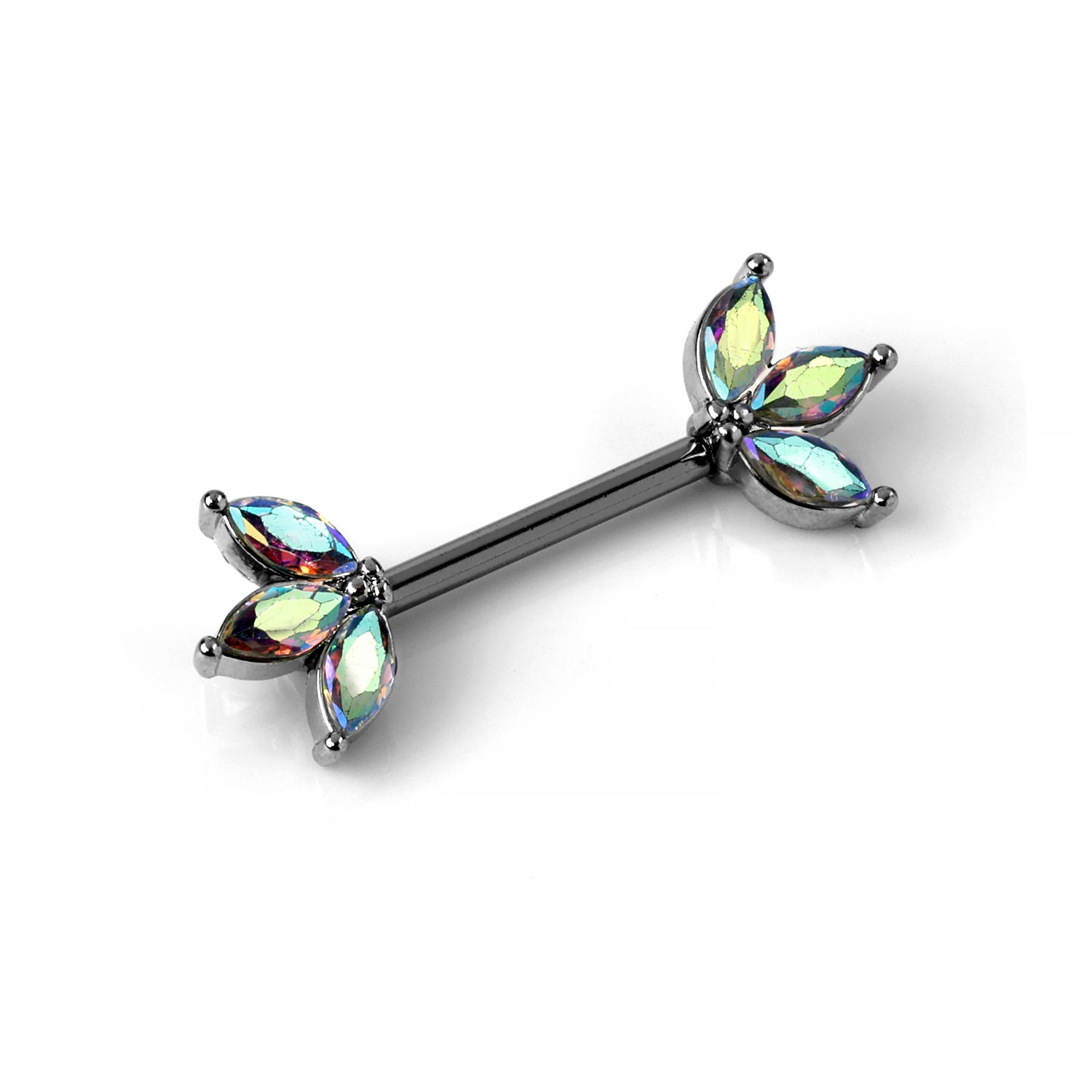 Steel Gem Petal Nipple Barbell