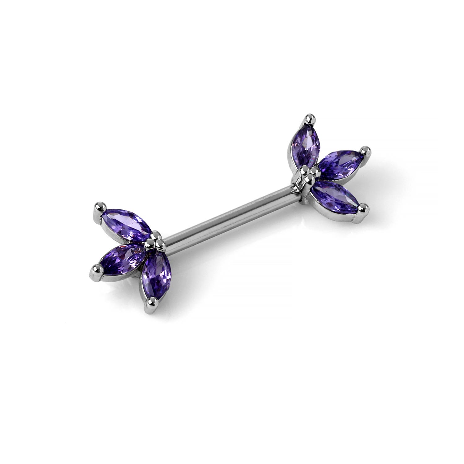 Steel Gem Petal Nipple Barbell