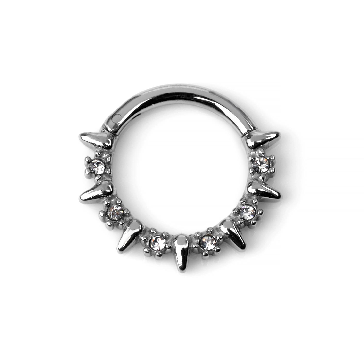 Steel Spikes & Cz Clicker: Daith To Septum Piercing