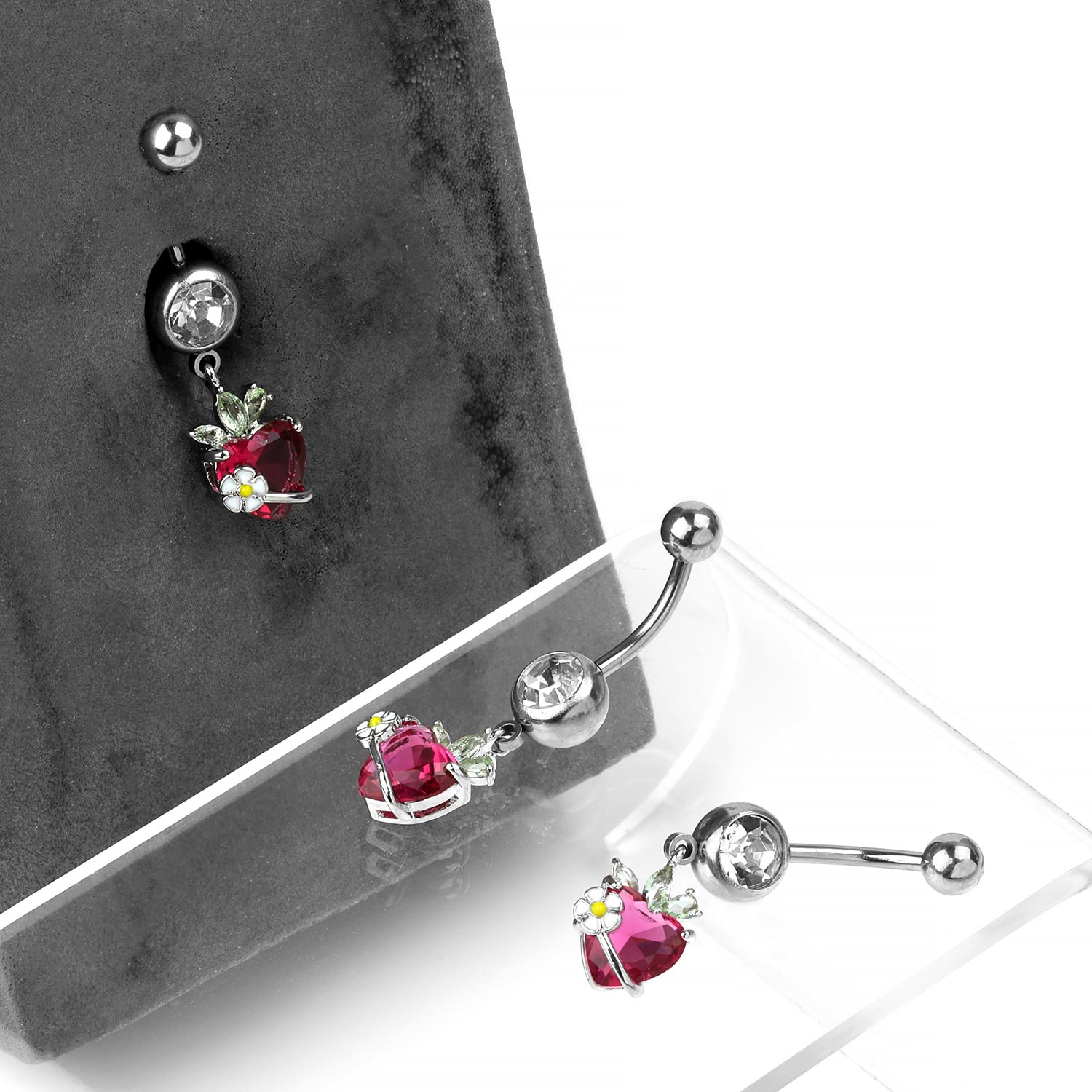 Steel Strawberry Dangle Navel