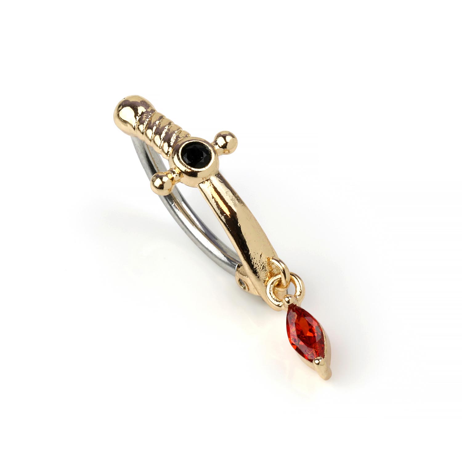 Steel Sword Rail Clicker With Dangle Gem