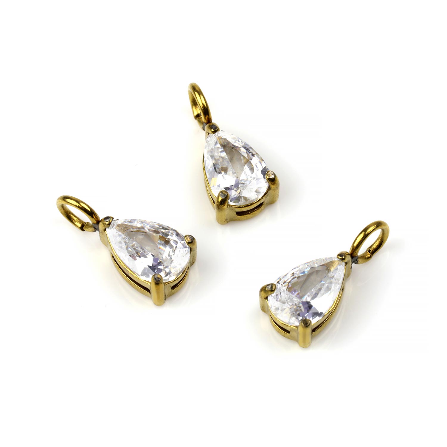 Steel Teardrop Gem Charm