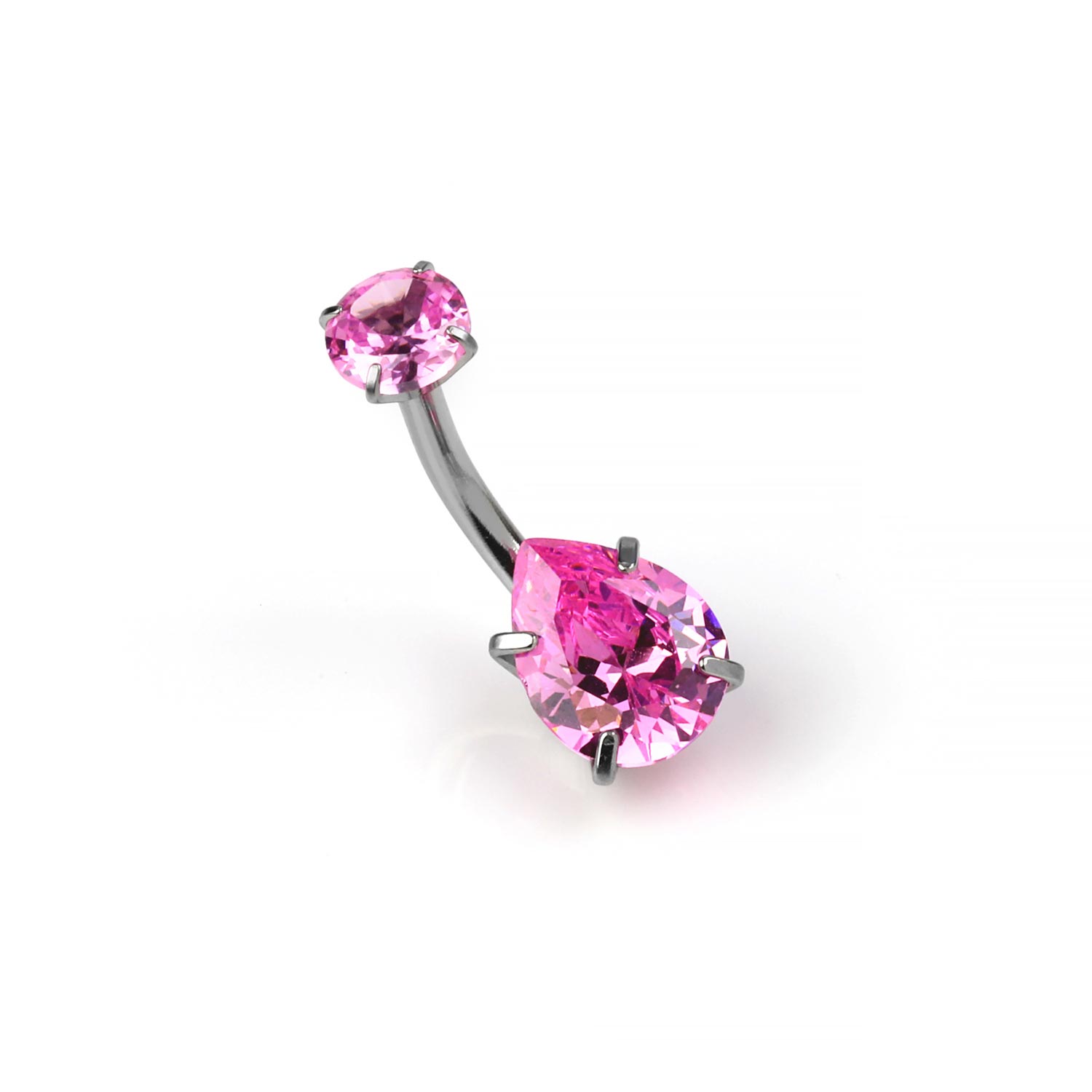 Steel Prong Set Teardrop Gem Navel
